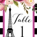 PARIS Table Numbers Template Eiffel Tower Table Number Pink - Etsy