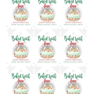 Baked With Love Christmas Gift Tag Template With Cake, Holiday Party ...