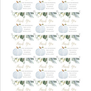 Pumpkin Favor Tag Template, Little Pumpkin Baby Shower Printable, Blue ...