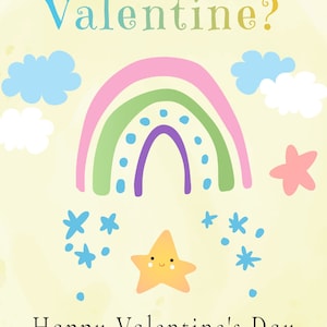Rainbow Valentines Day Card Template, Rainbow Valentines Cards for Kids ...