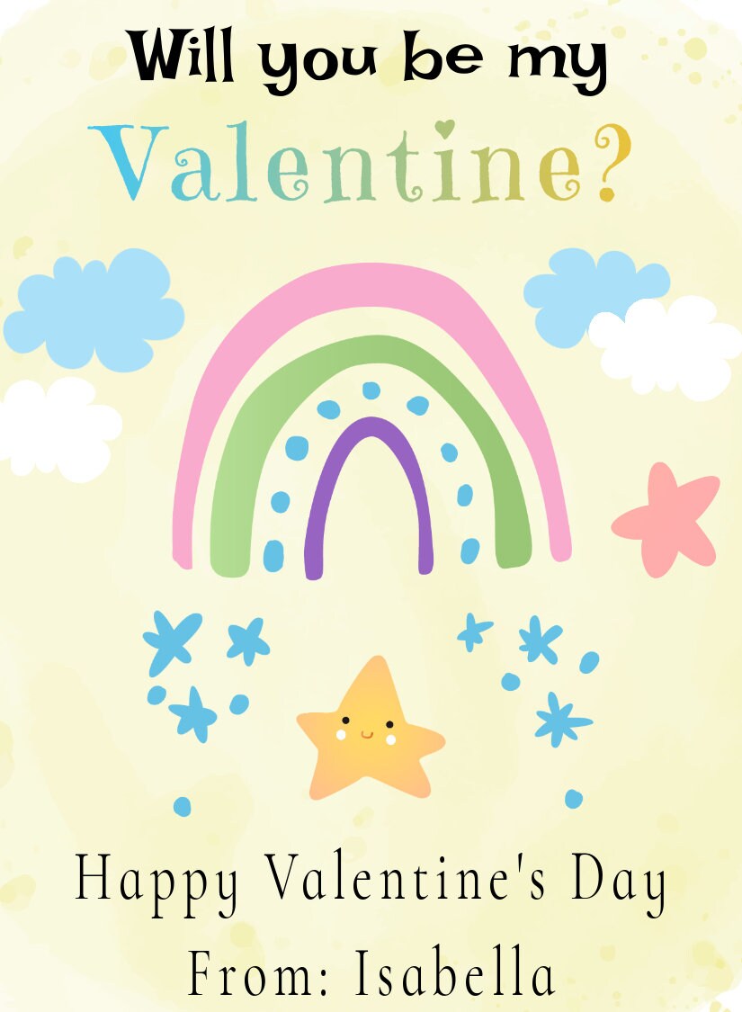 Rainbow Valentines Day Card Template Rainbow Valentines Cards | Etsy