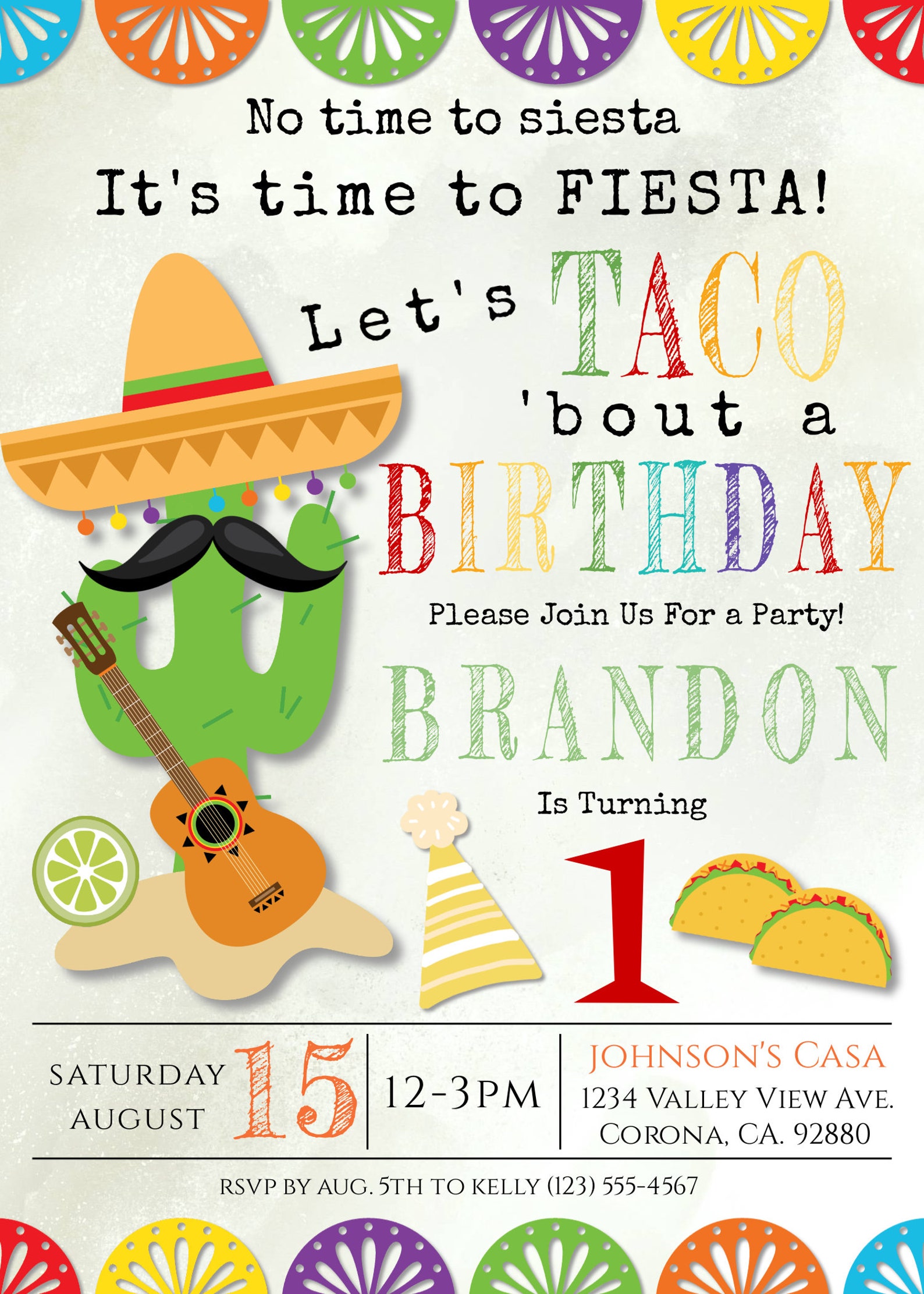 Taco Birthday Invitation Template Taco Birthday Taco Party - Etsy