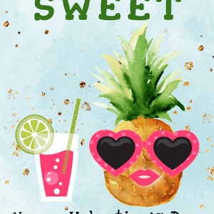 Pineapple Valentines Cards for Kids, Tropical Valentines Cards for ...