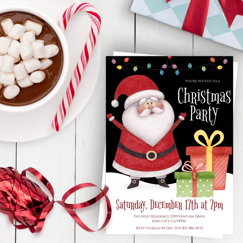Christmas Party Invitation Template DIY Editable Christmas - Etsy