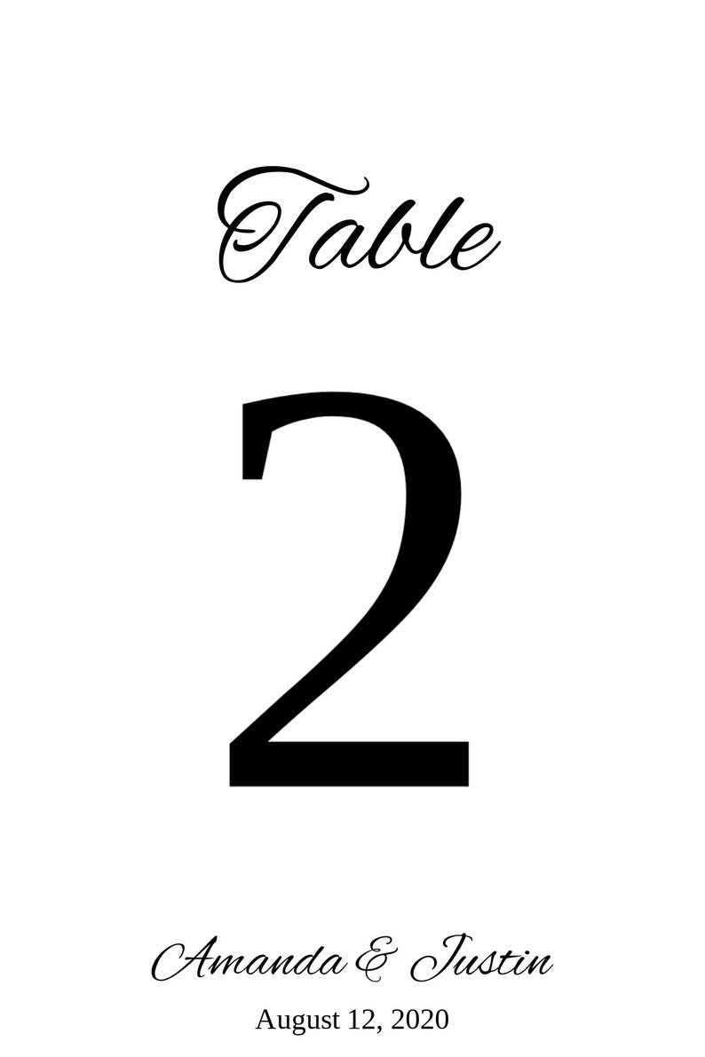 Wedding Table Numbers Template 4x6 Printable Table Number | Etsy