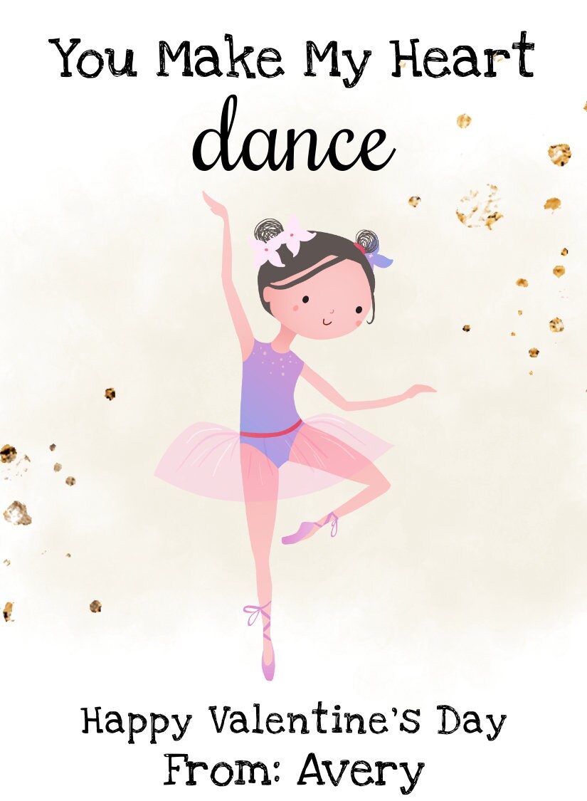 Dance Valentines Day Card Template Ballet Valentines Cards | Etsy