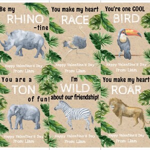 Safari Valentines Day Card Template, Safari Valentines Cards for Kids ...