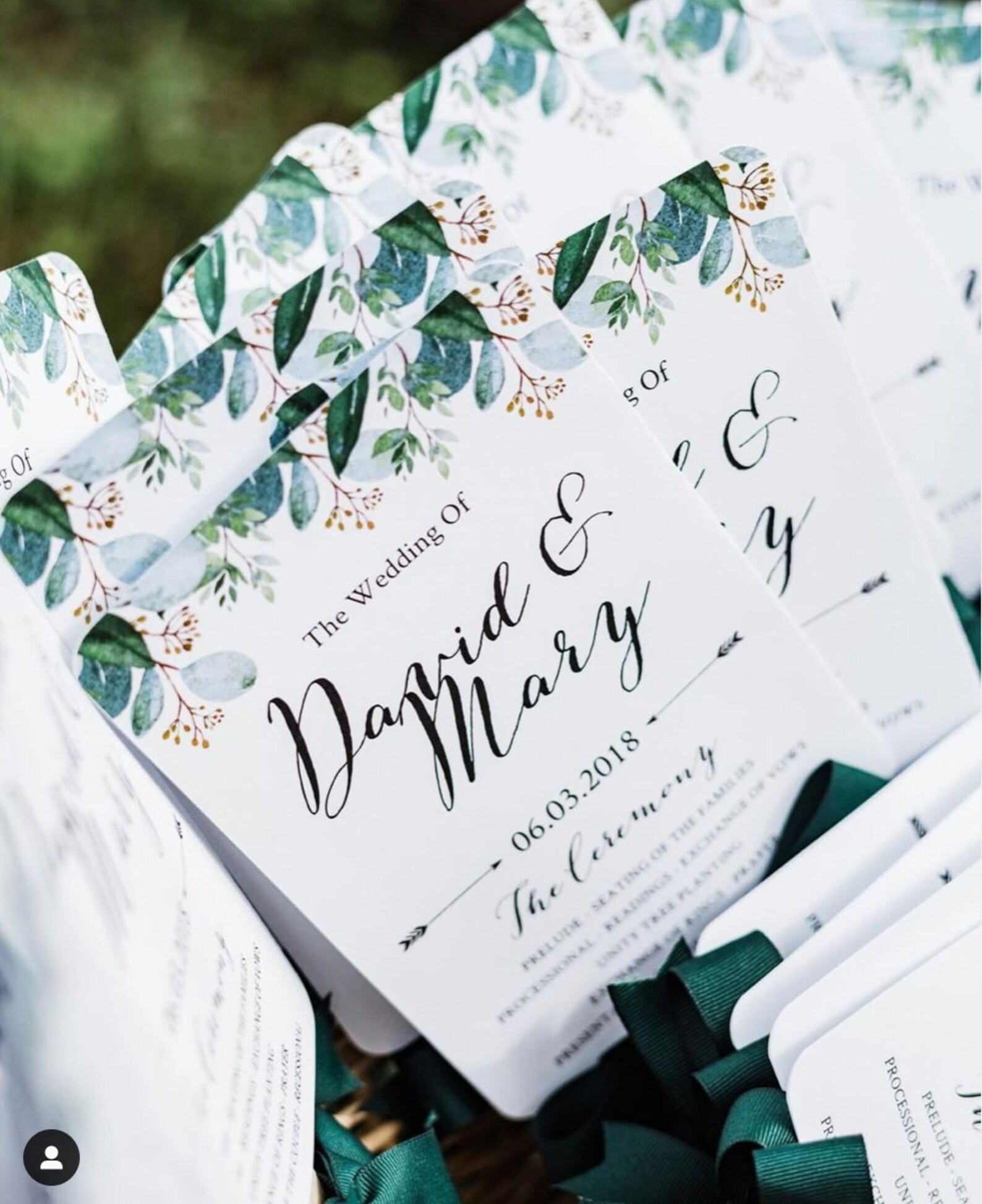 Greenery Wedding PROGRAM FAN, Greenery FAN Template, Instant Download ...