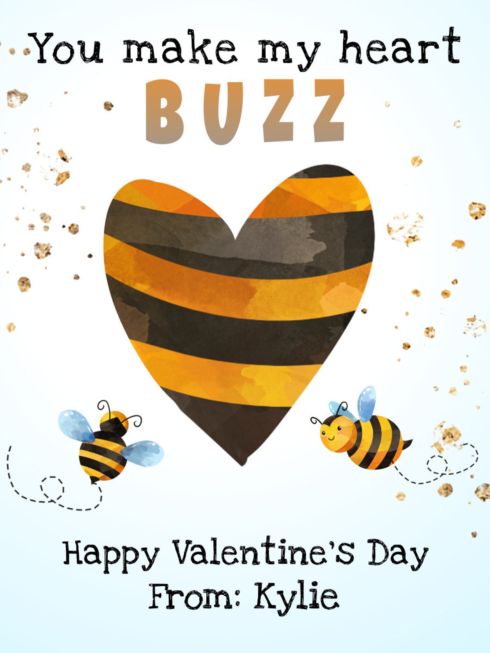 Bee Valentines Day Card Template Honey Bee Valentine Card for | Etsy