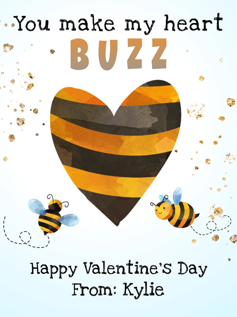 Bee Valentines Day Card Template Honey Bee Valentine Card for | Etsy