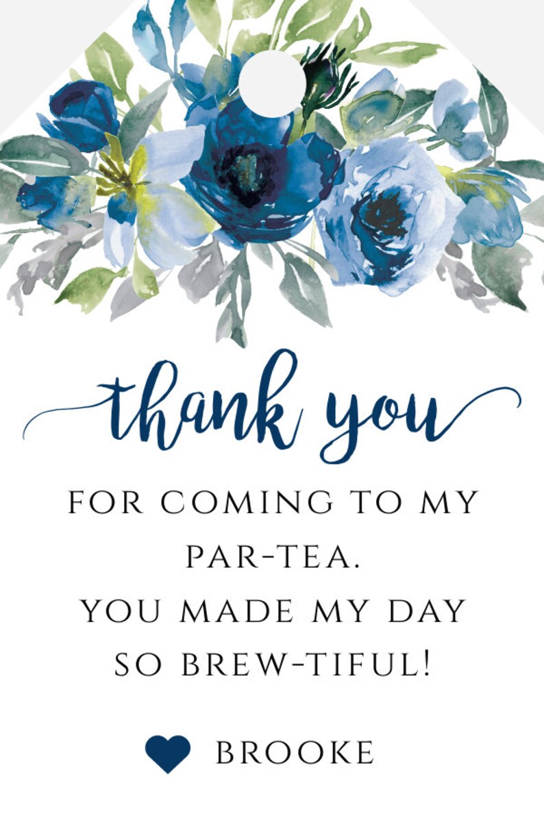 Blue Par-tea Thank You Tag Template Set Birthday Party Favor | Etsy