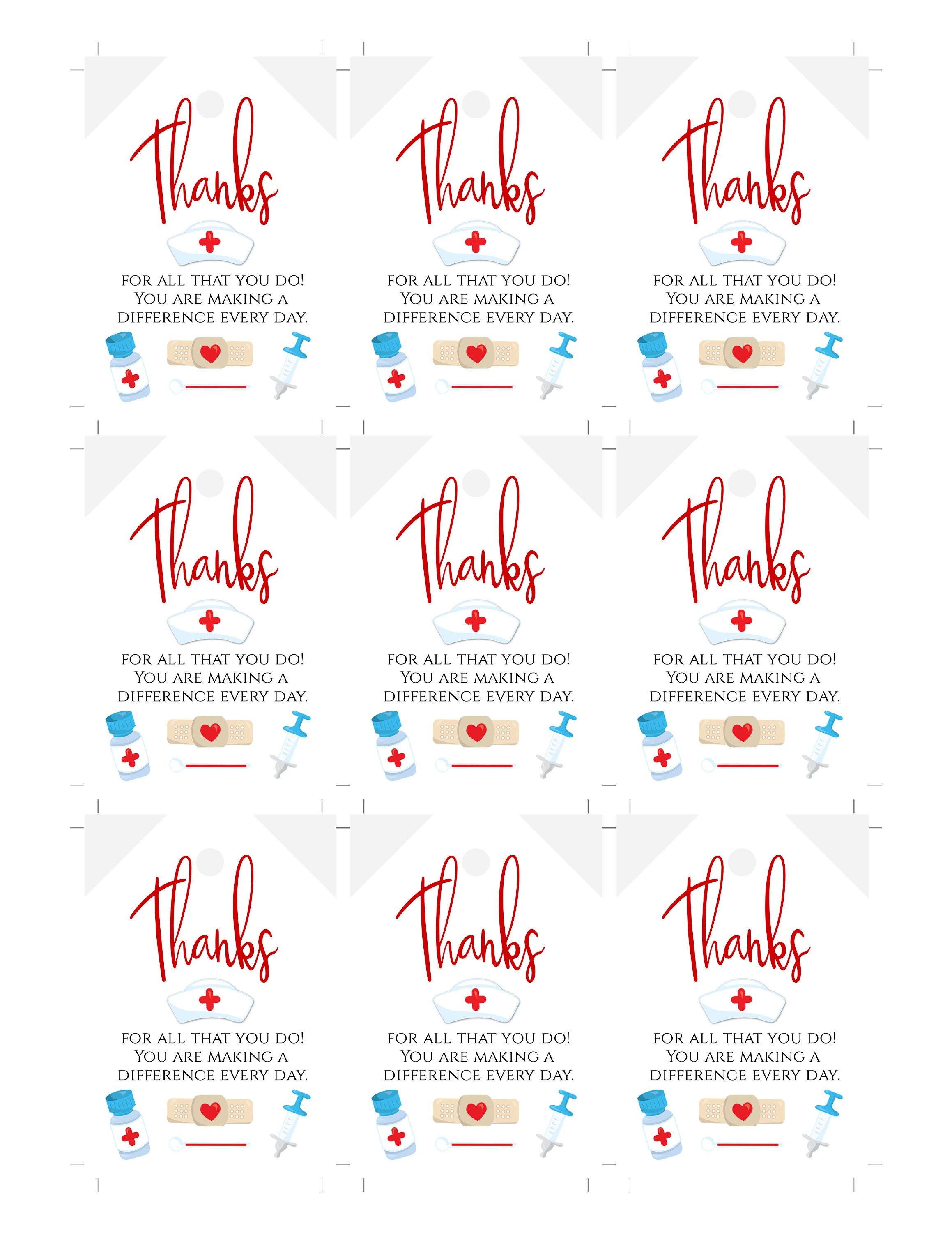 Nurse Gift Tag Editable Template, Frontline Worker Well Wishes ...