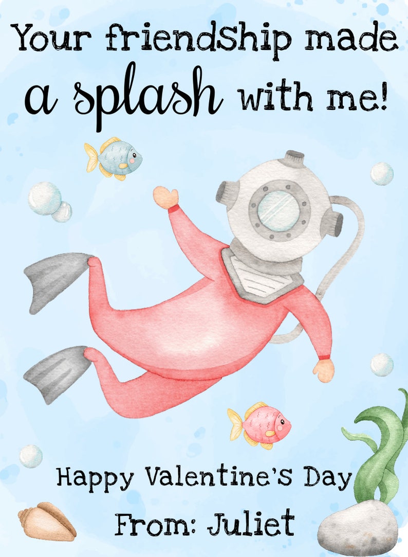 Ocean Valentines Day Card Template Beach Valentines Cards for | Etsy