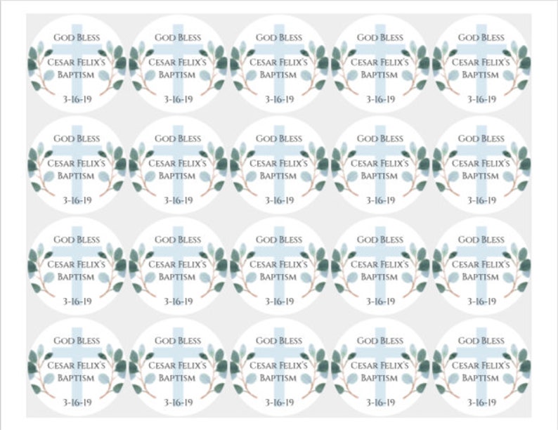 Thank You Sticker Label Template for Baptism, Baptism Favor Ideas ...