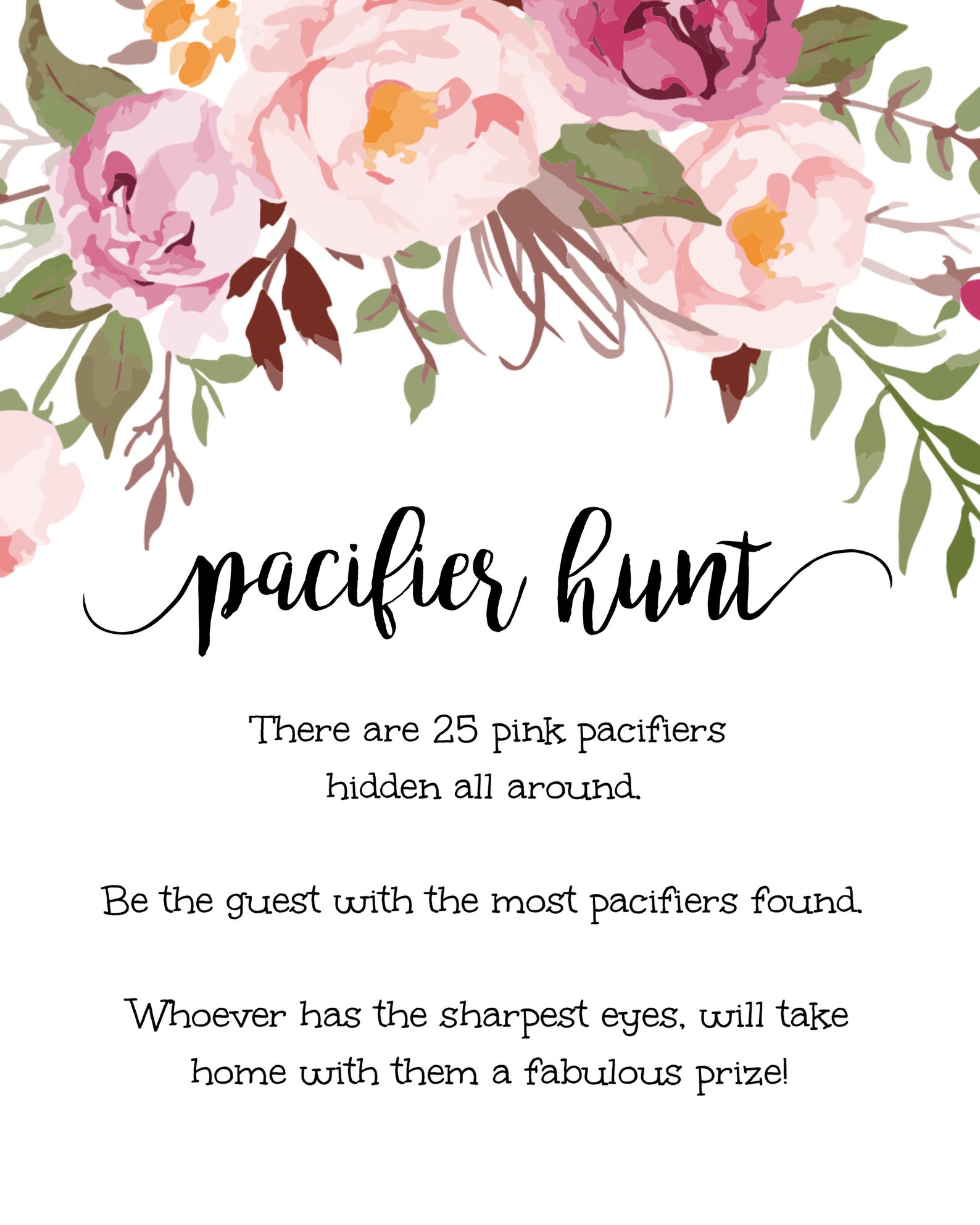 Pacifier Hunt Sign Template Editable Bohemian Baby Shower - Etsy