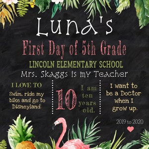 First Day of School Chalkboard Sign Template ANY GRADE Back to School ...
