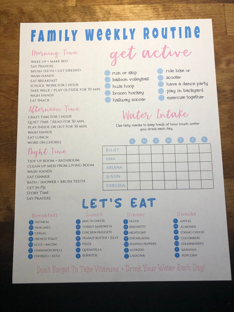 Family Weekly Routine Template Editable Weekly Planner | Etsy