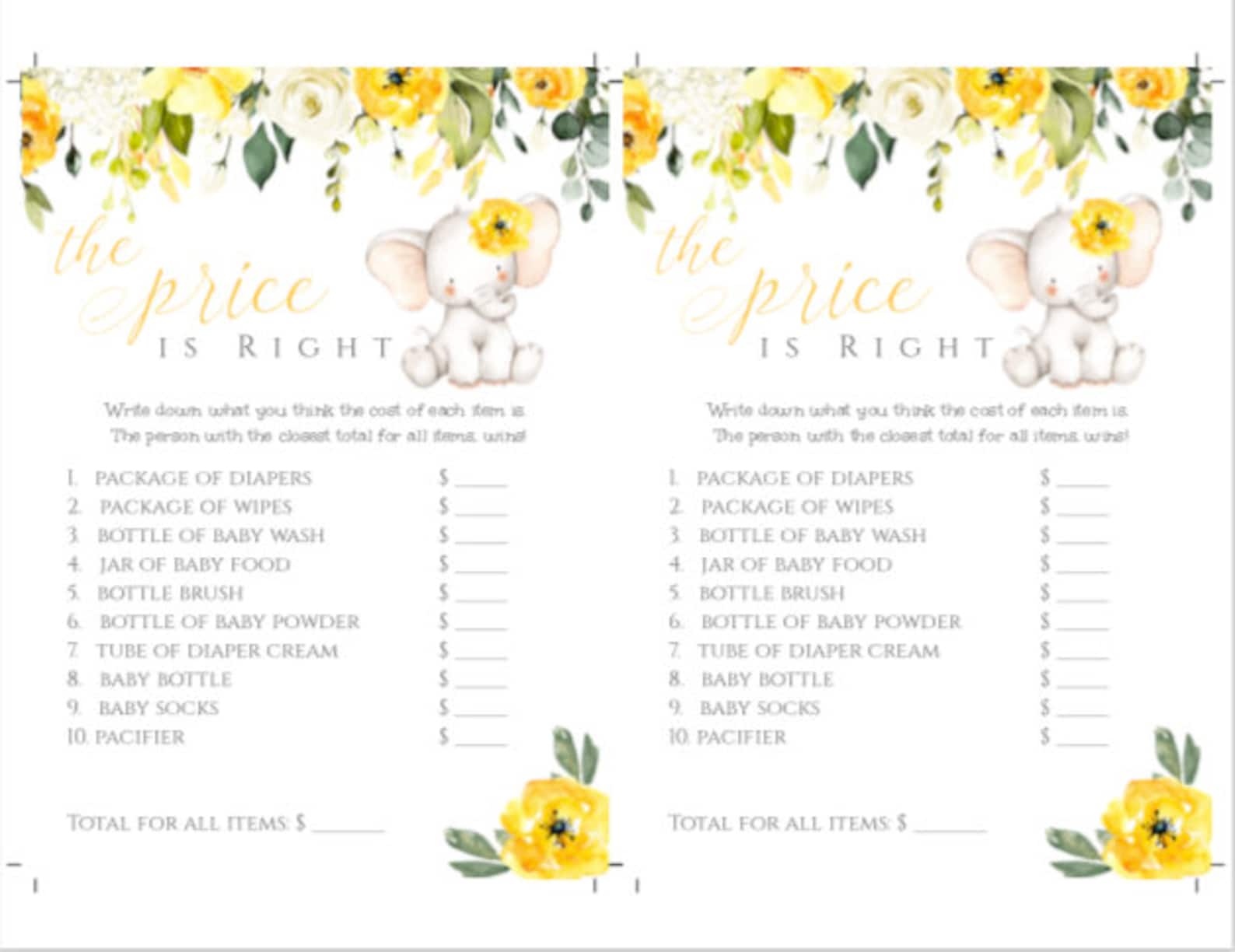 The Price is Right Baby Shower Game Template for Girl Baby - Etsy