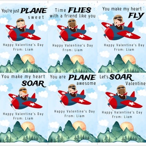 Airplane Valentines Day Card Template, Pilot Valentines Cards for Kids ...