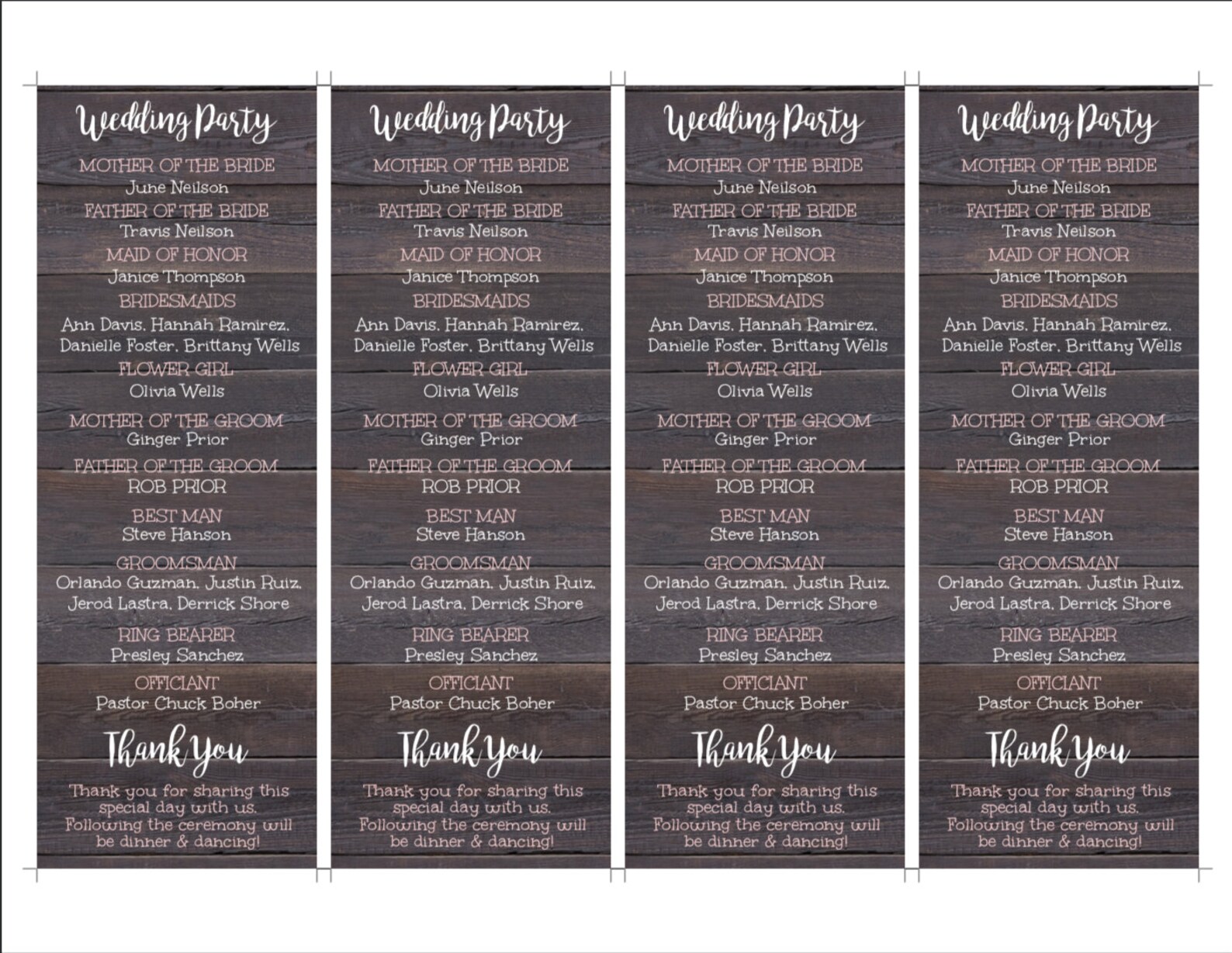 Rustic Floral Wedding Program Bookmark Template DIY Wedding - Etsy