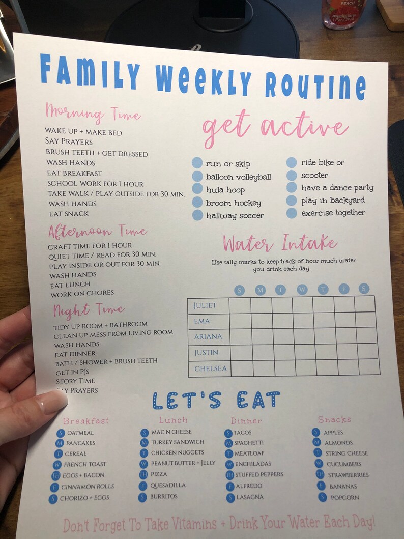 Family Weekly Routine Template Editable Weekly Planner | Etsy