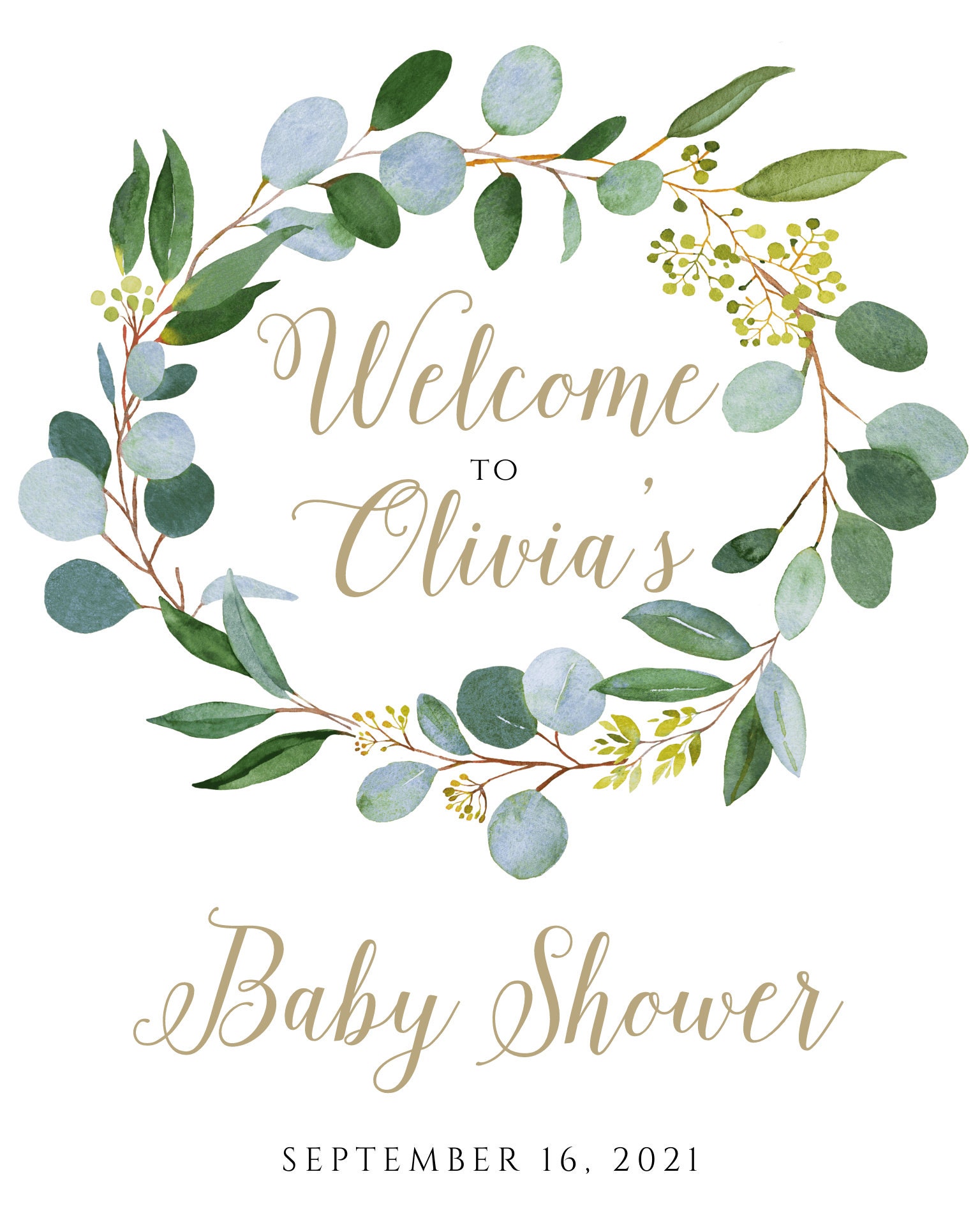 Greenery Baby Shower Welcome Sign Template DIY Welcome Baby | Etsy