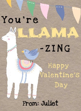 Llama Valentines Day Card Template Llama Valentines Cards for | Etsy