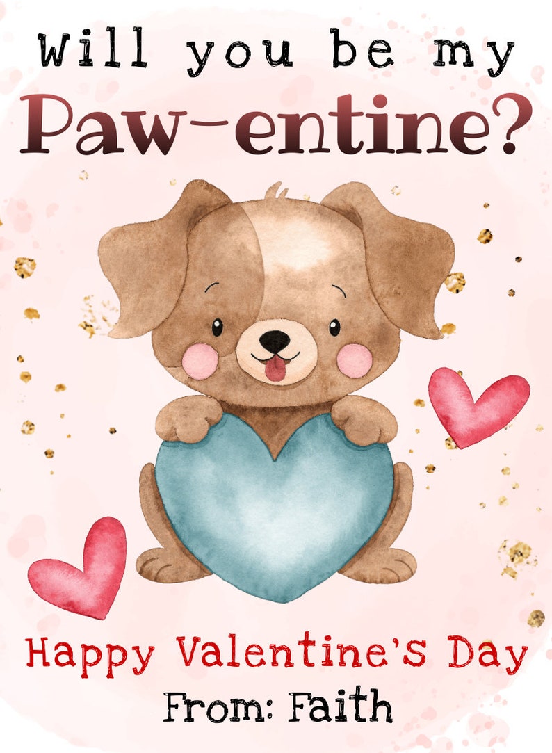 Cats Dogs Valentines Day Card Template Printable Cat - Etsy