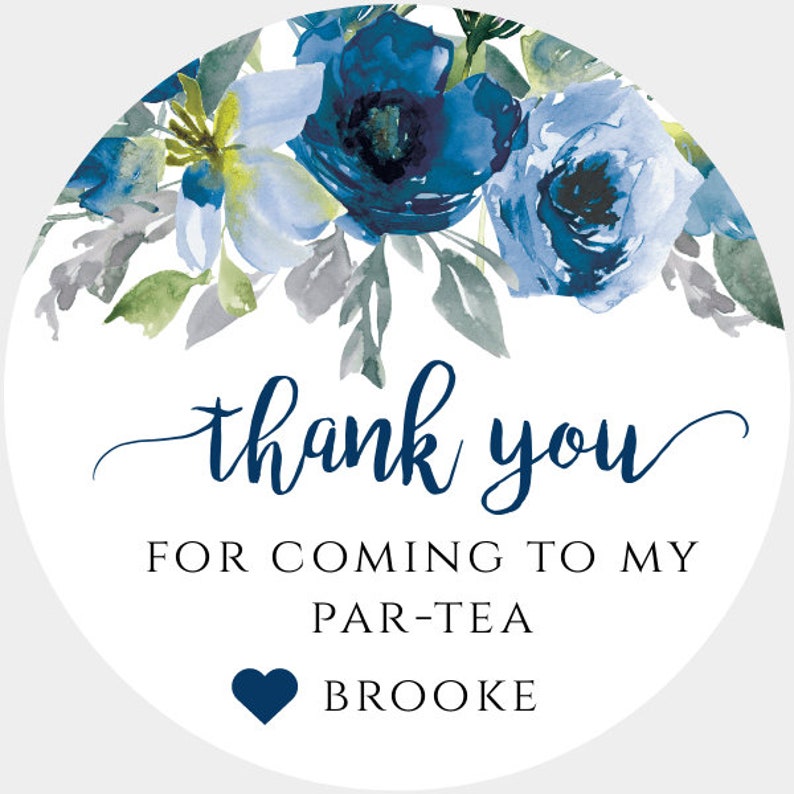 Blue Par-tea Thank You Tag Template Set Birthday Party Favor | Etsy