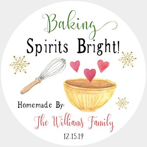 Baking Spirits Bright, Baking Gift Tag, Editable Sticker Tag Template ...