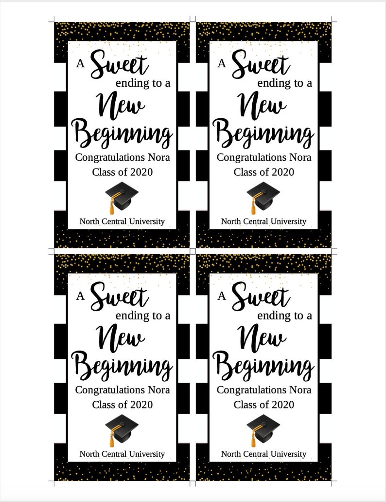 A Sweet Ending to a New Beginning Card Template Graduation - Etsy