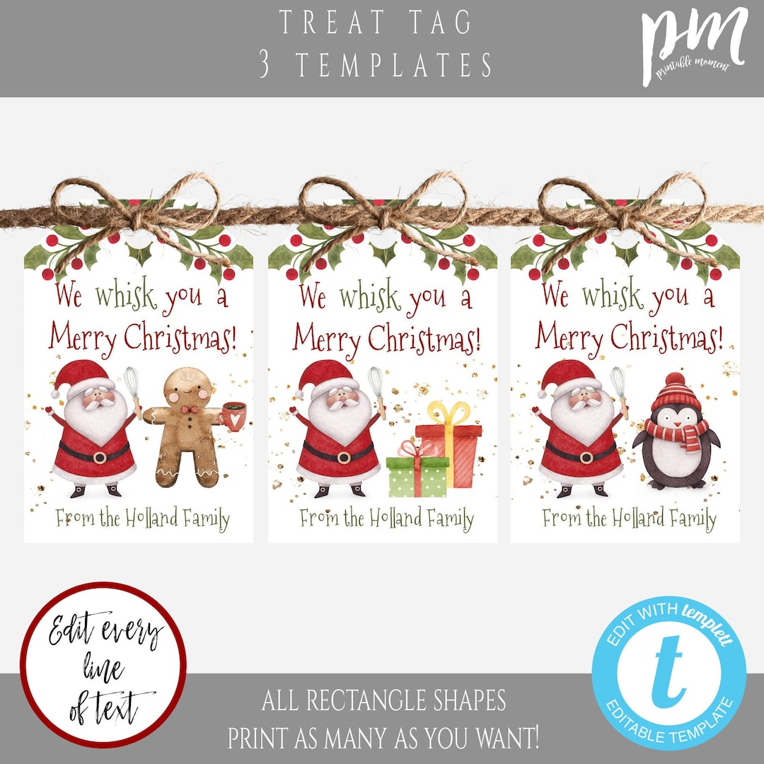 We Whisk You A Merry Christmas Favor Tag Template, Baked Gift Tag ...