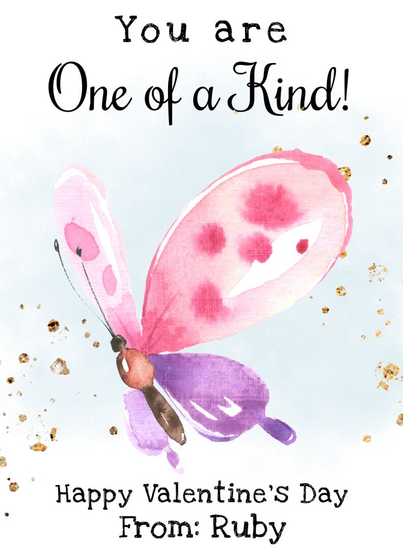 Butterfly Valentines Day Card Template Digital Valentine - Etsy