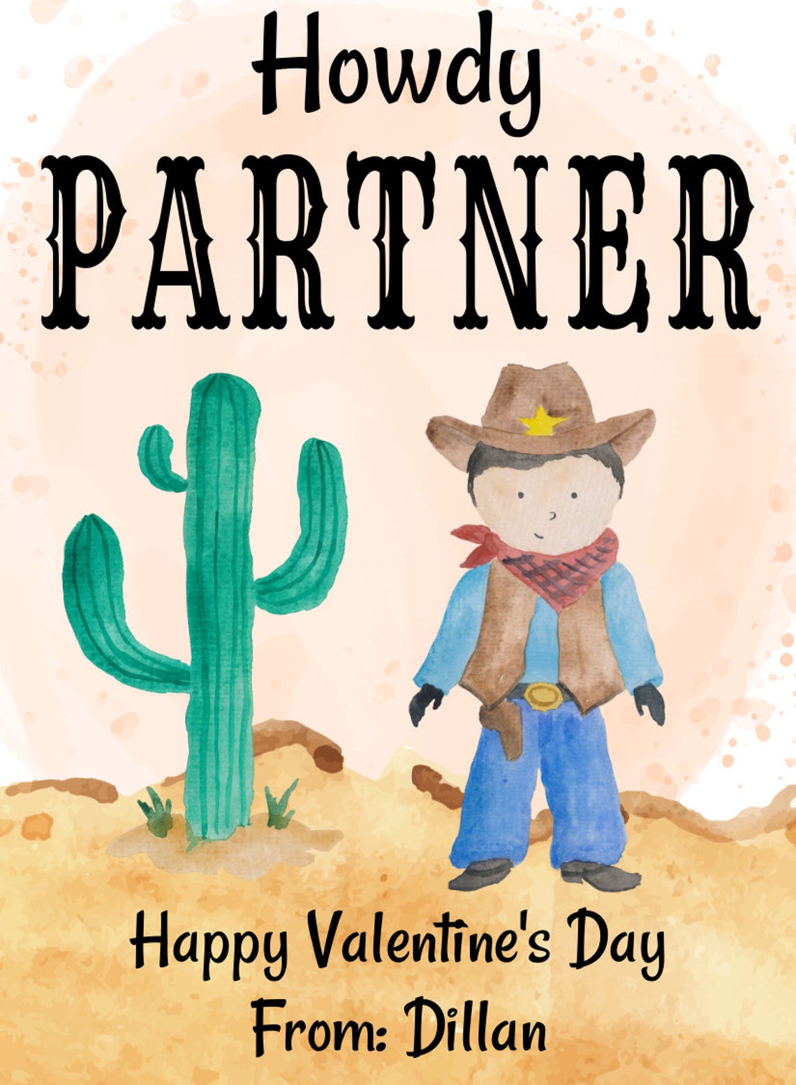 Cowboy Valentine Card Template Western Valentines Cards for | Etsy