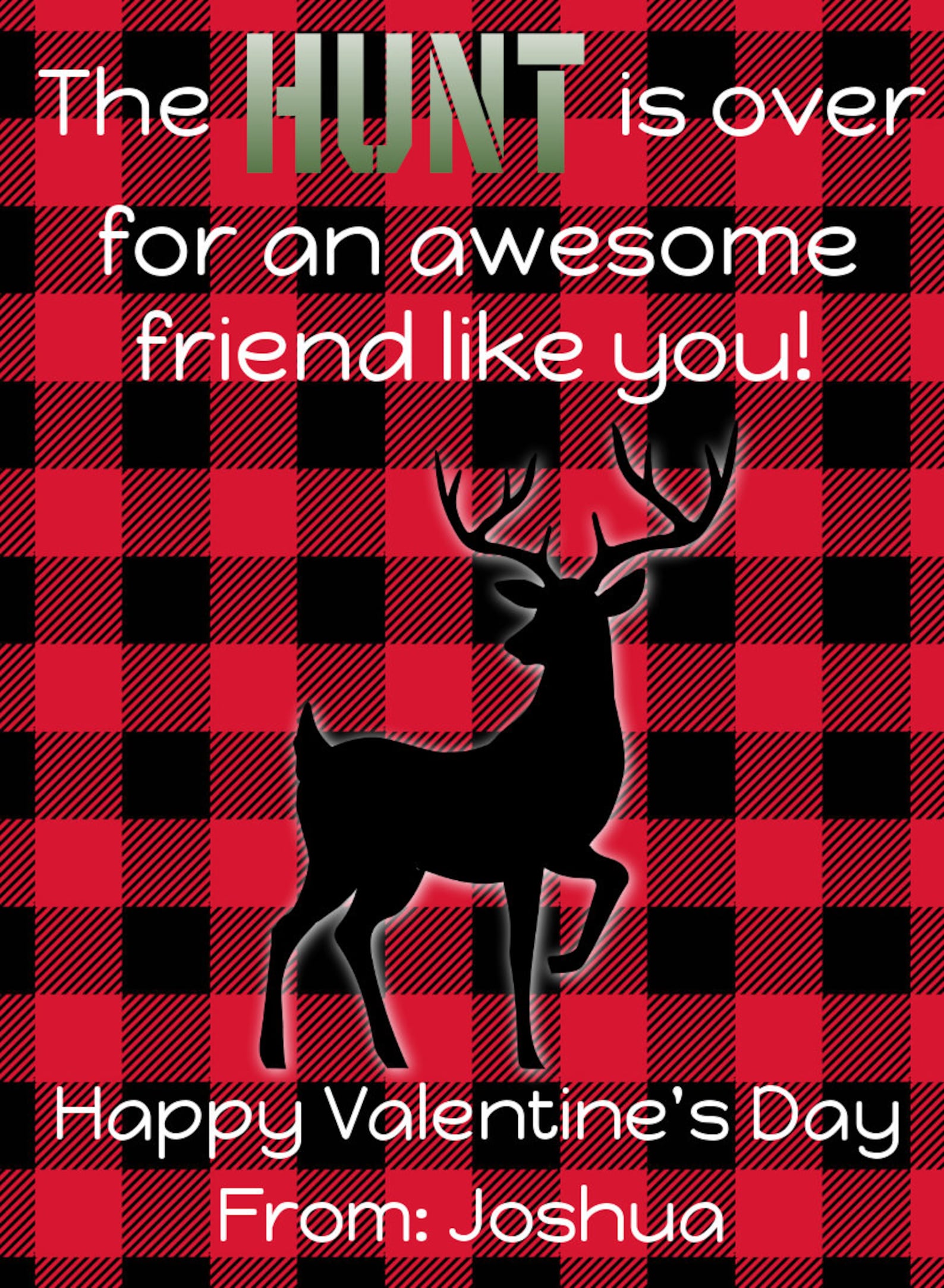Hunter Valentine Card Template Deer Valentines Cards for Kids | Etsy