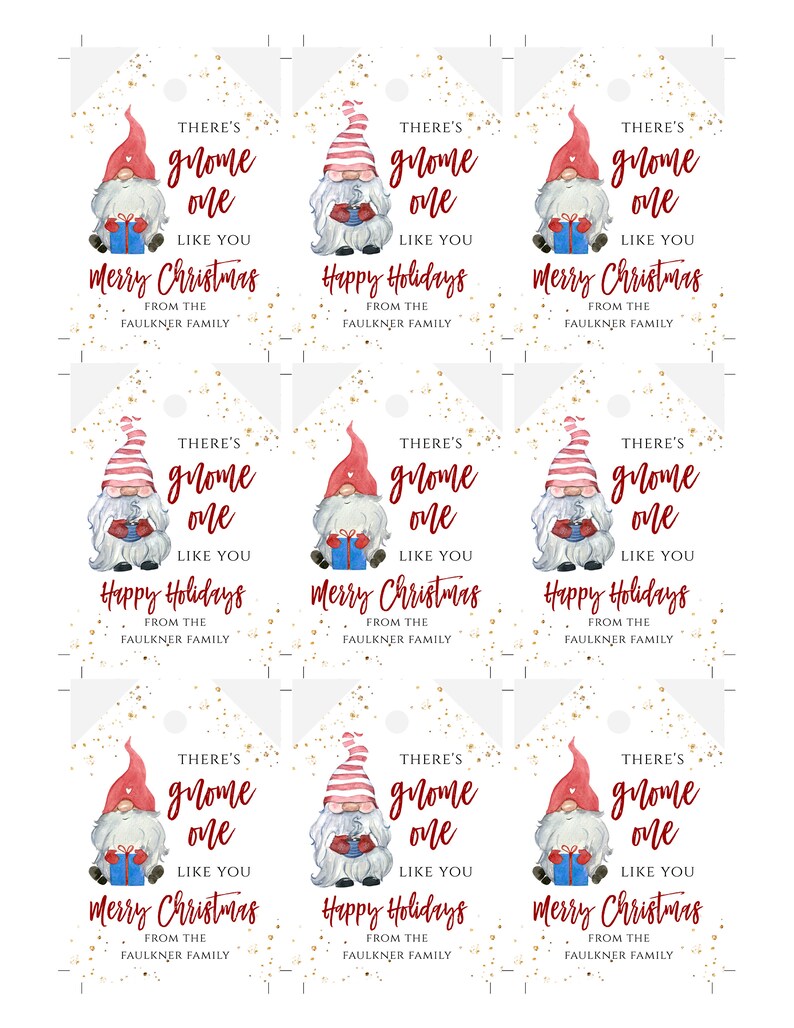 Gnome Gift Tag Template, Teacher Gift Tag for Christmas Appreciation ...