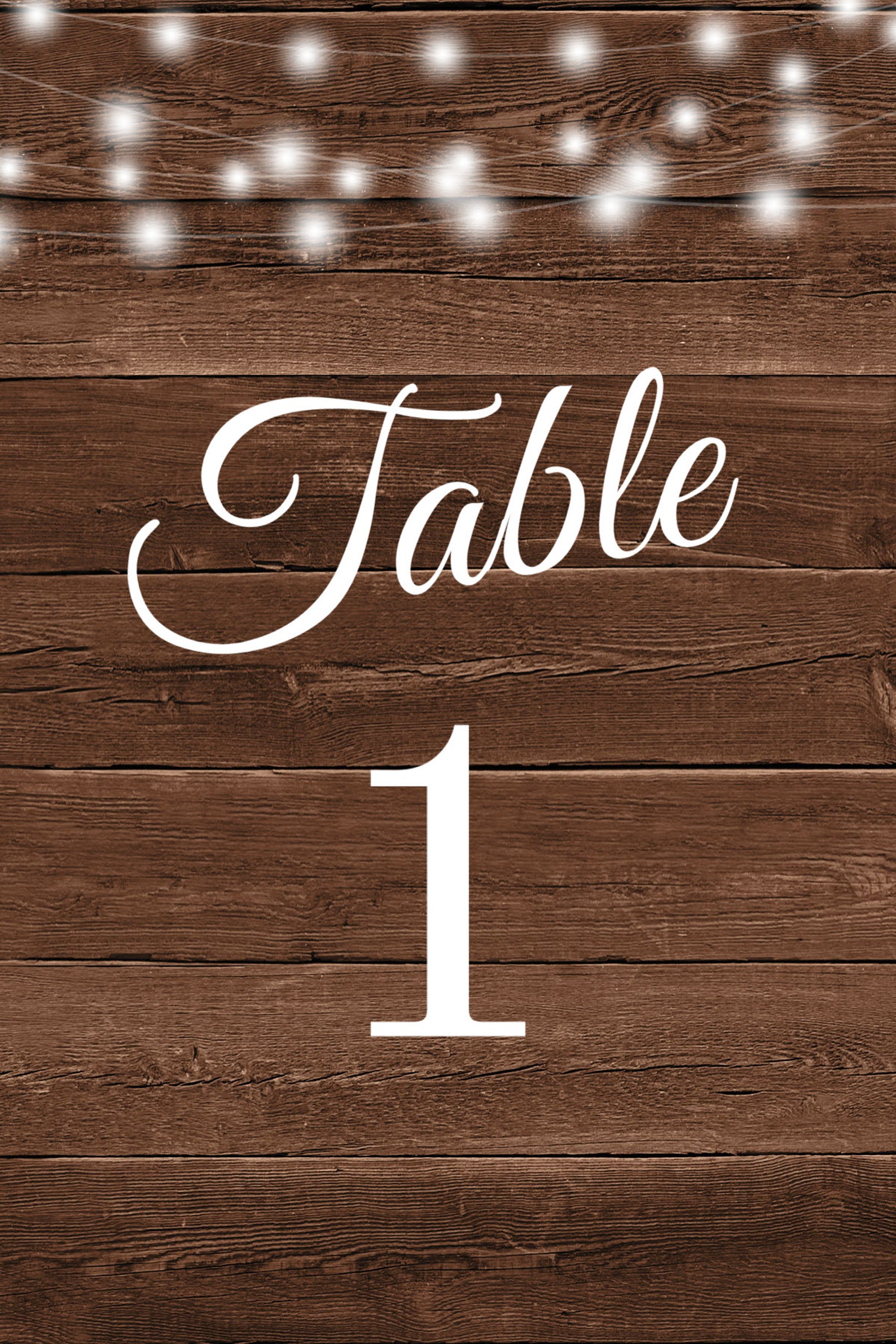 Rustic Table Number TEMPLATE Rustic String Lights Wedding | Etsy