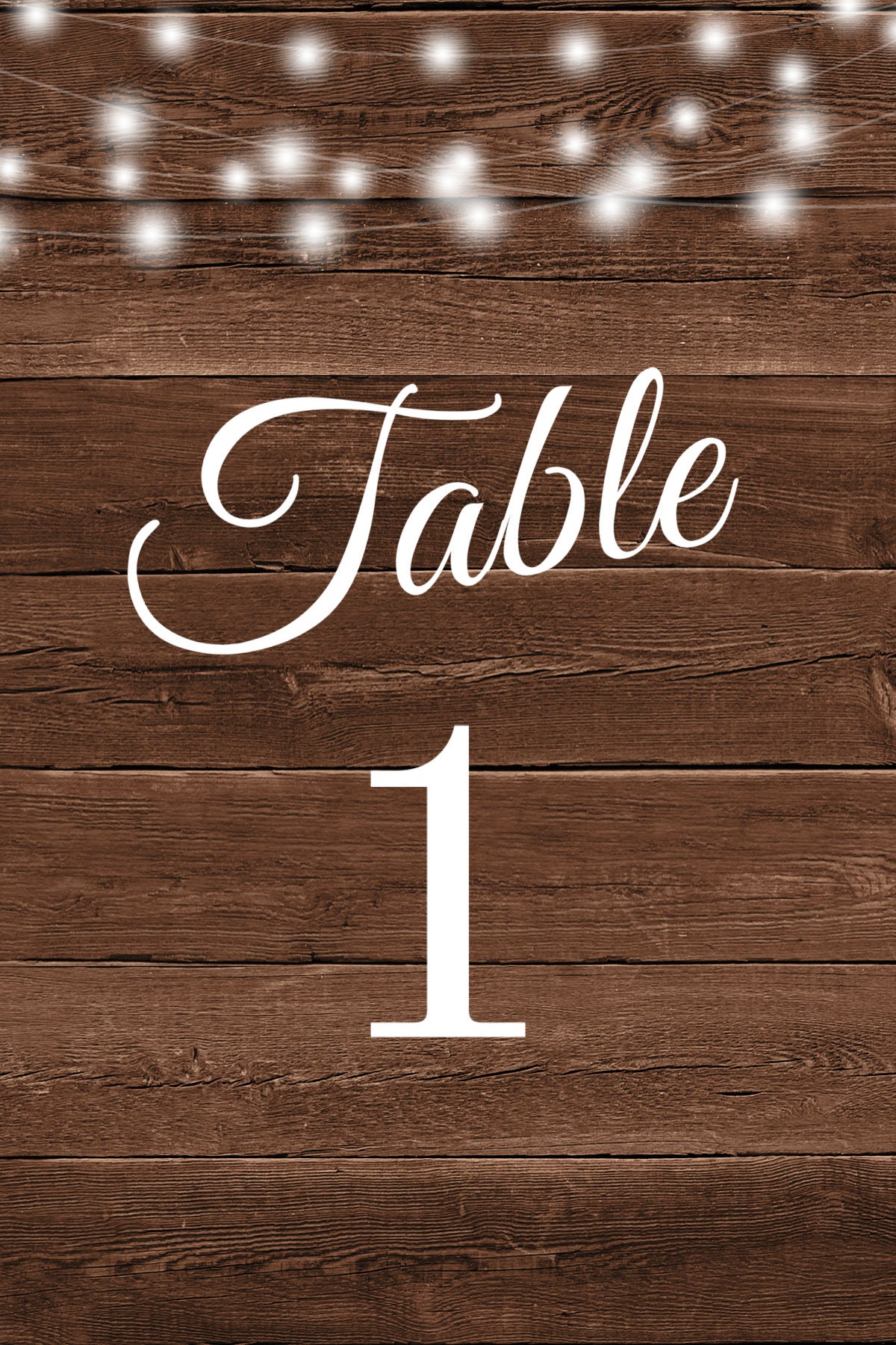 Rustic Table Number TEMPLATE Rustic String Lights Wedding - Etsy