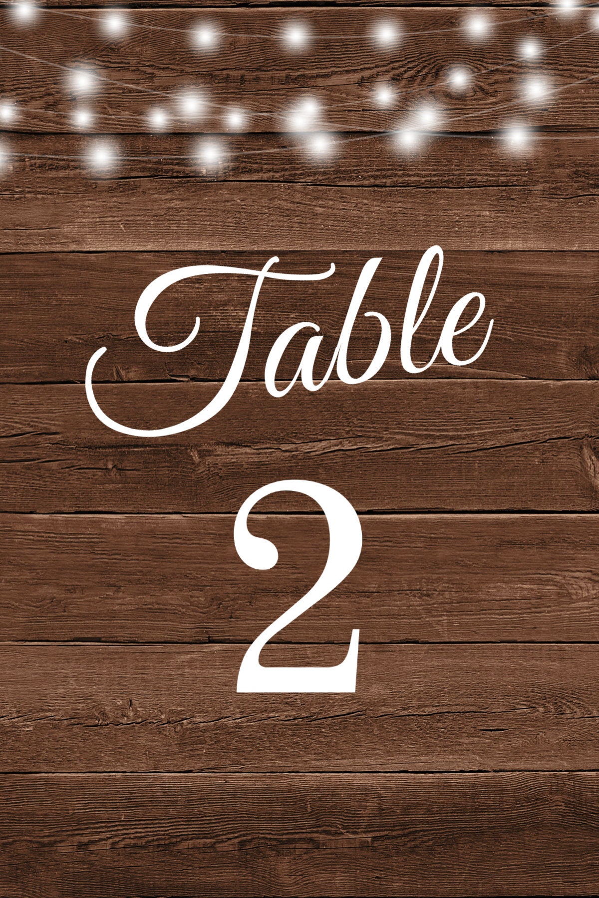 Rustic Table Number TEMPLATE, Rustic String Lights Wedding Table Number ...