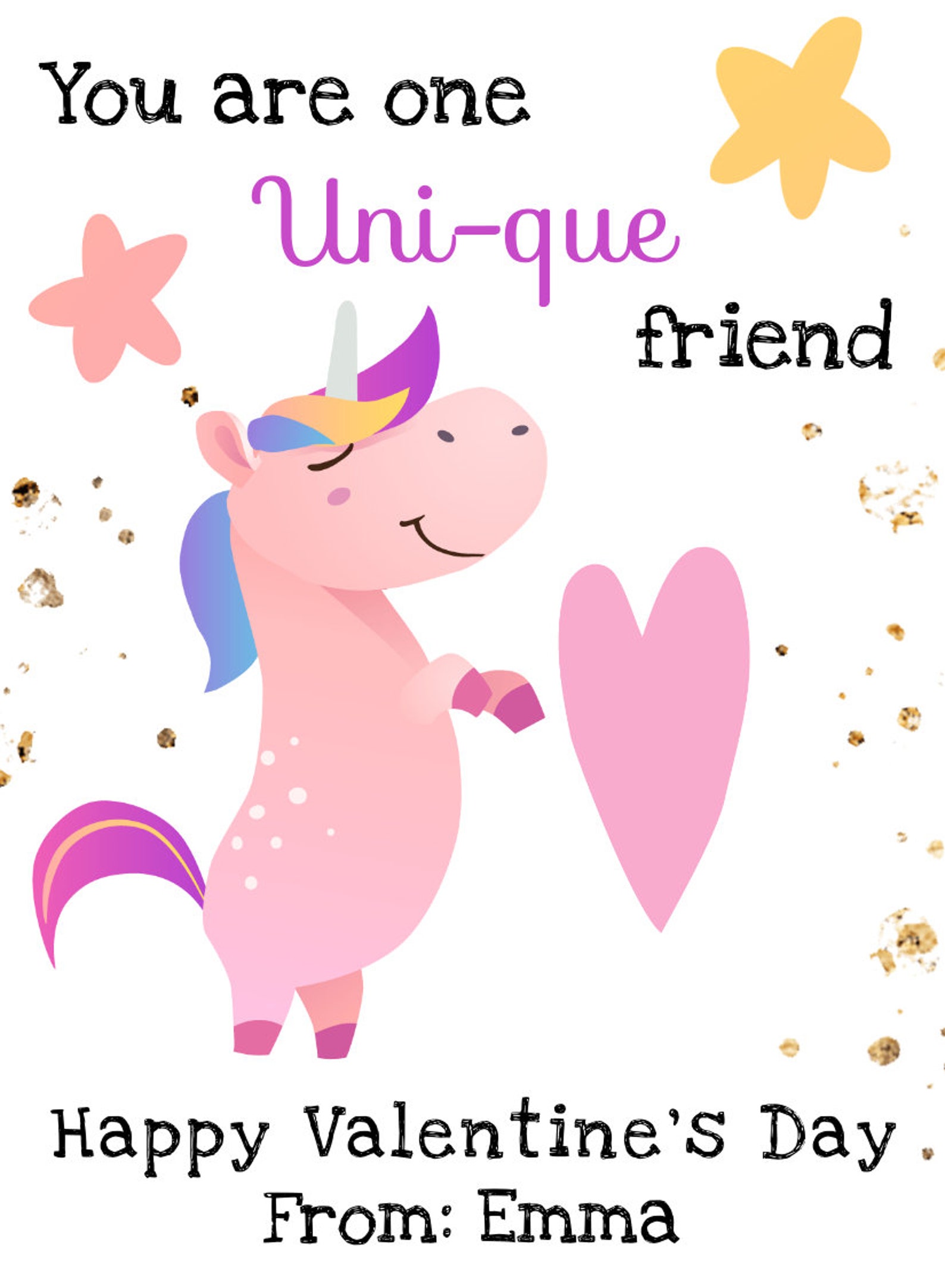 Magical Valentines Day Card Template Unicorn Valentines Cards | Etsy