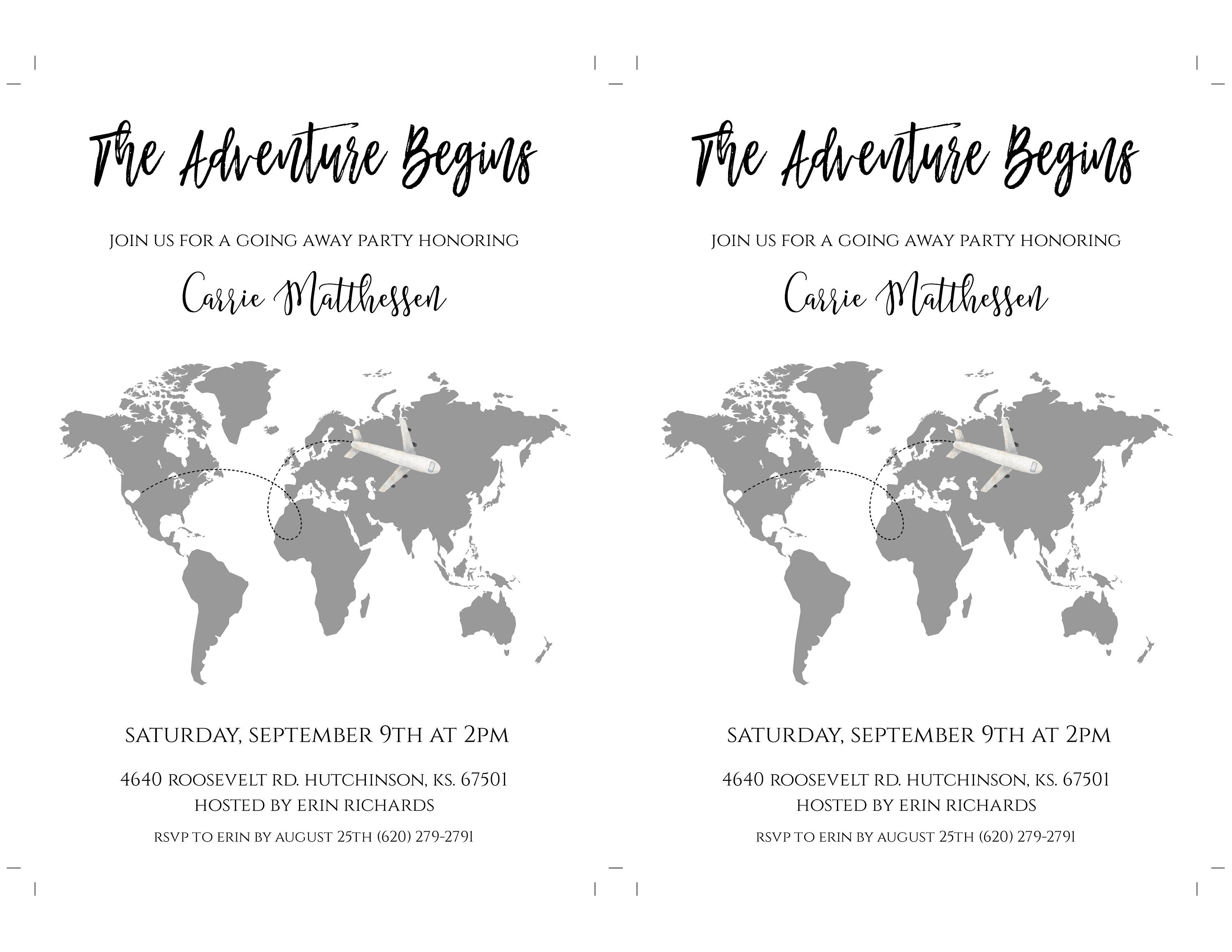 World Map Invitation Template Going Away Party Invite - Etsy