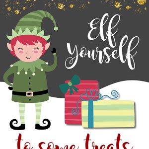 Elf Yourself to Some Treats Christmas Party Sign Template, Instant ...