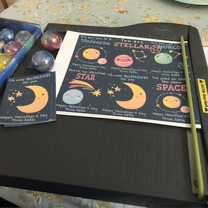 Planet Valentines Day Card Template, Space Valentines Cards for Kids ...