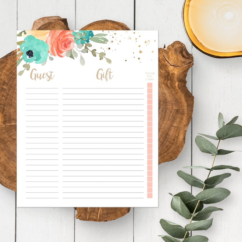 Baby Shower Gift List Tracker Template DIY Editable Guest - Etsy