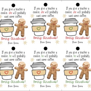 If You Give A Teacher A Cookie Gift Tag Template for Christmas ...