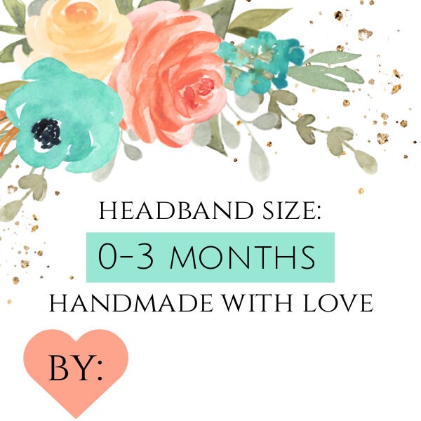 Mint and Coral Headband Tag Template for Baby Shower, Printable ...