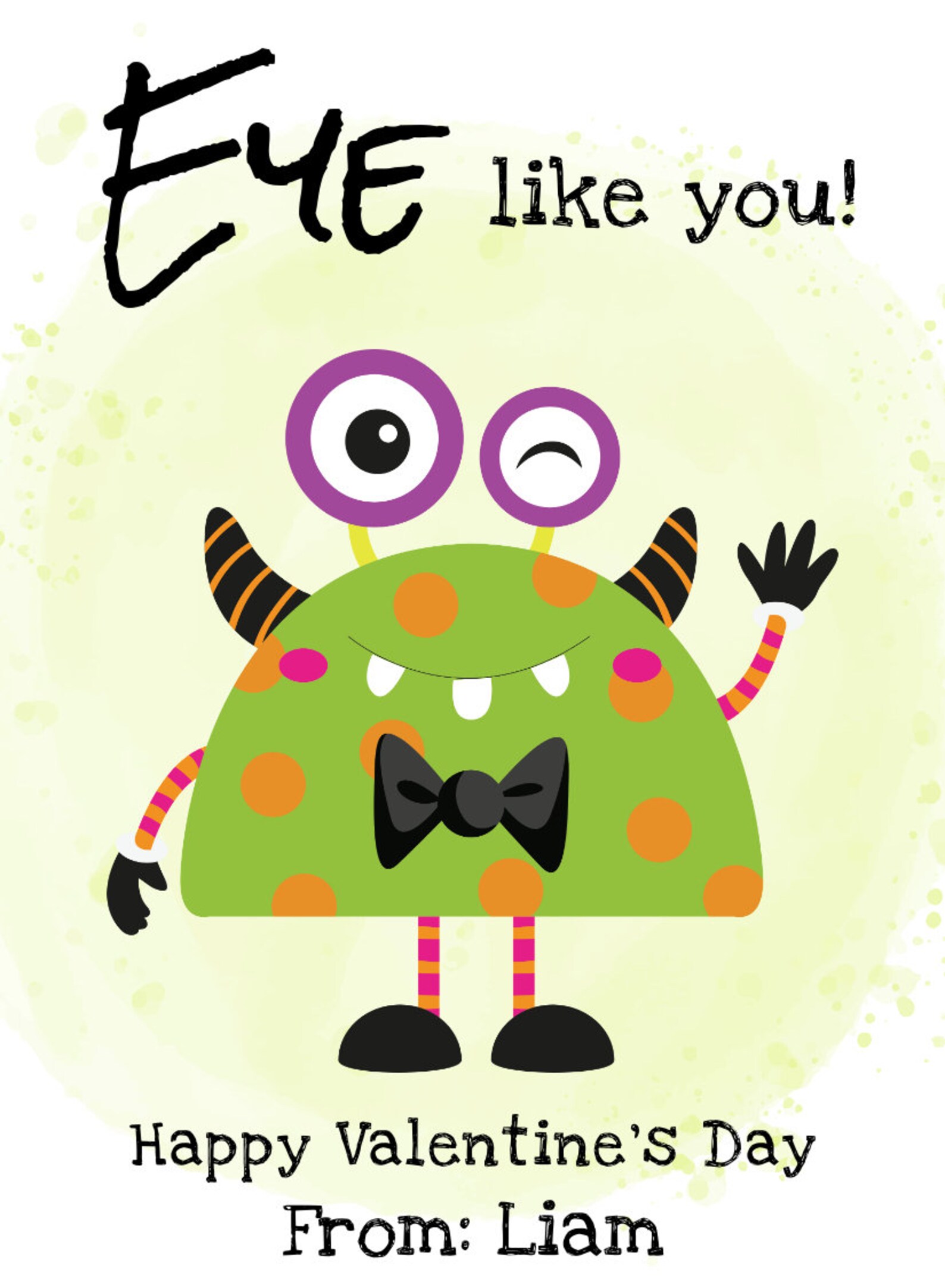 Monster Valentines Day Card Template Monster Valentines Cards | Etsy