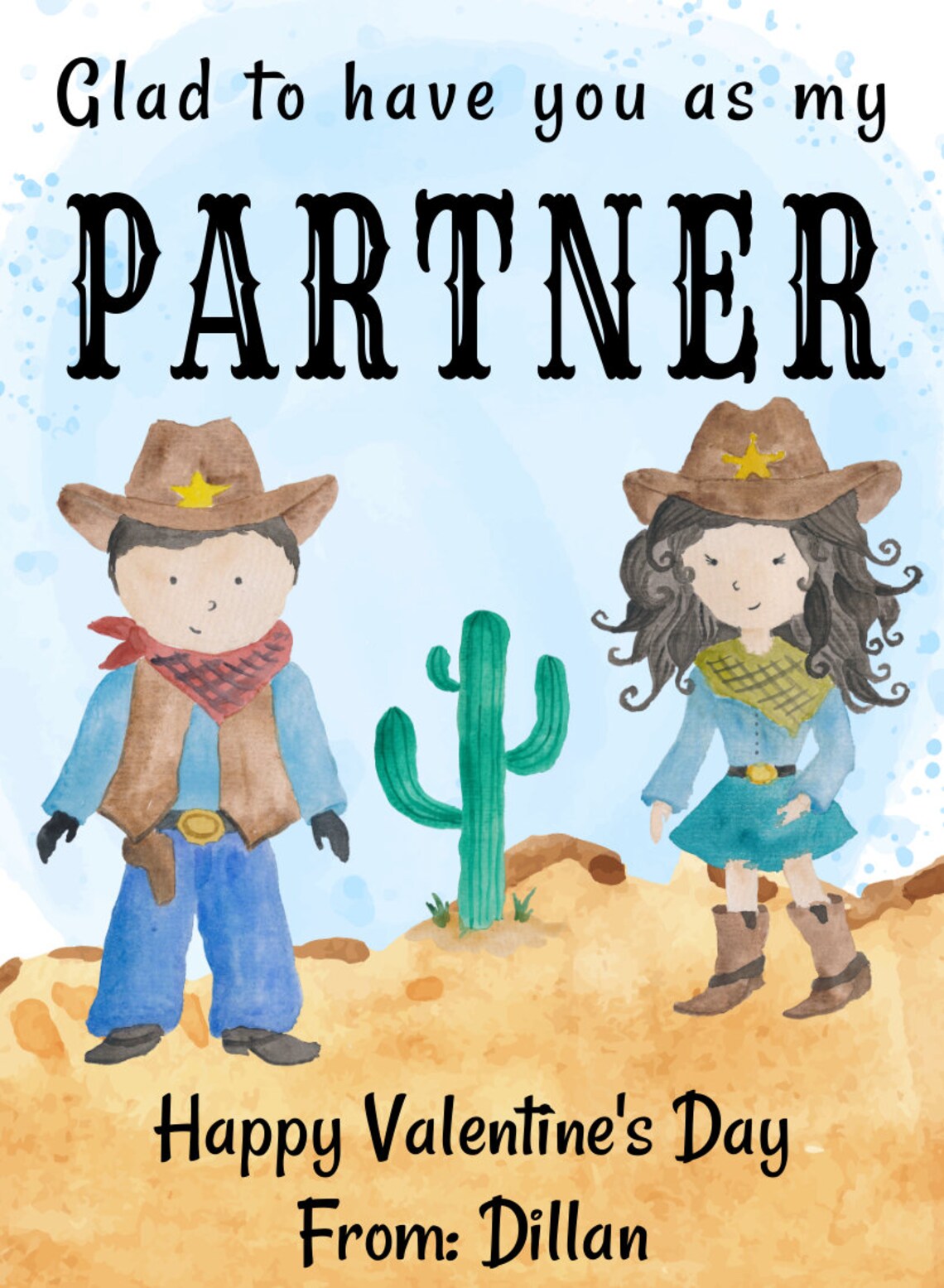 Cowboy Valentine Card Template Western Valentines Cards for | Etsy