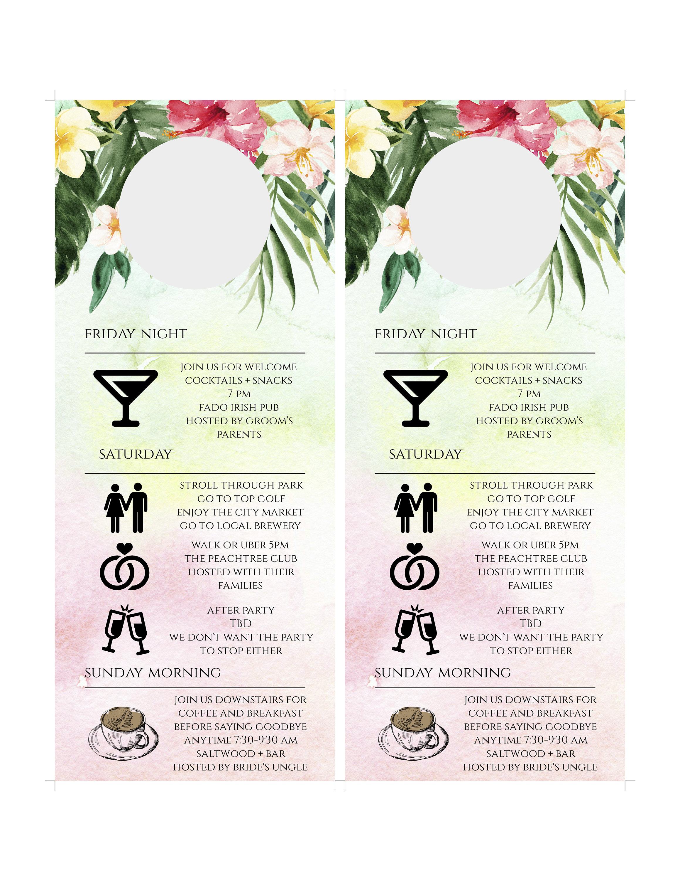 Do Not Disturb Tropical Door Hanger Template, Printable Hotel Door ...