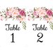 Pink Floral Wedding Table Number Template, 4x6 Printable Table Number ...